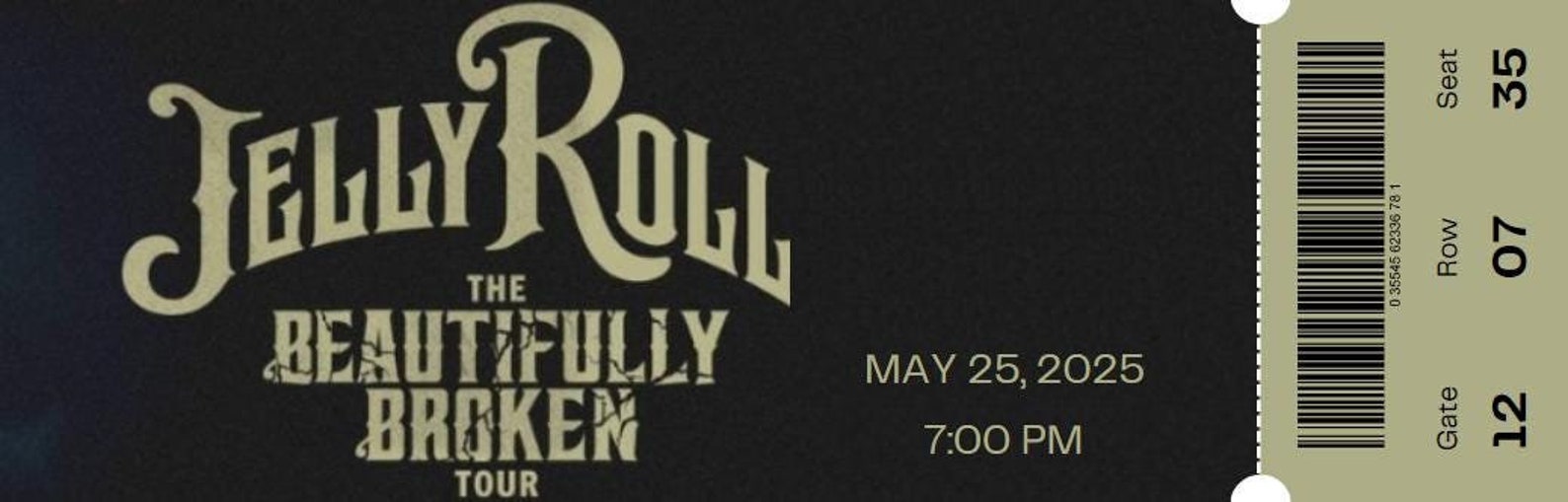 Jelly Roll Beautifully Broken Tour Ticket Stub Keepsake| Surprise Gift ...