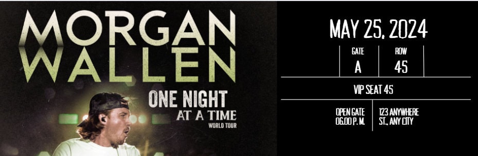 Morgan Wallen One Night at a Time Tour Ticket Stub Keepsake| Surprise ...