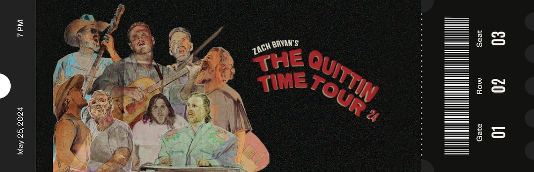 Zach Bryan's the Quittin Time Tour Ticket Stub Keepsake| Surprise Gift ...