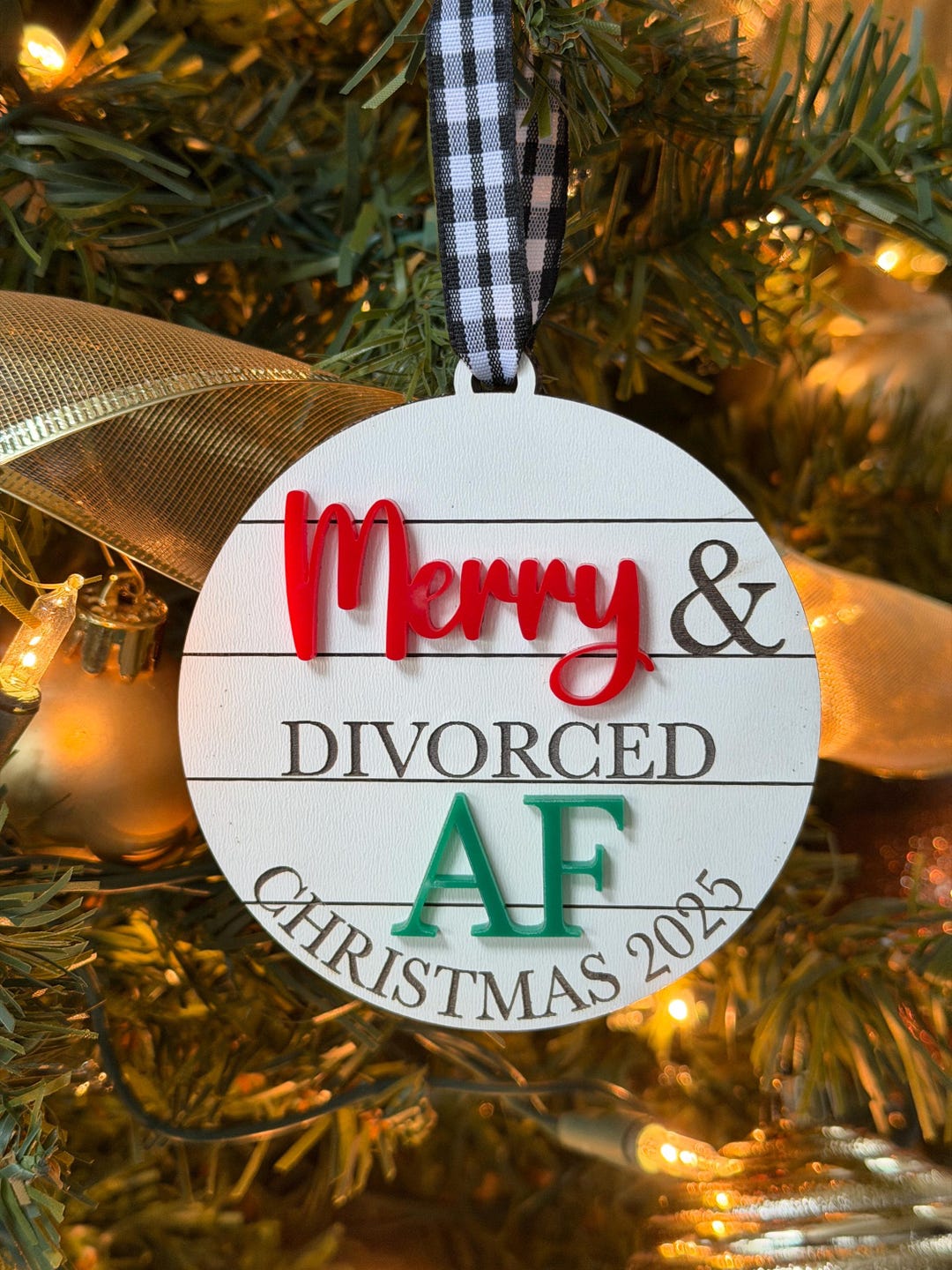 Funny Divorced Christmas Ornament Merry and Divorced AF Ornament First ...