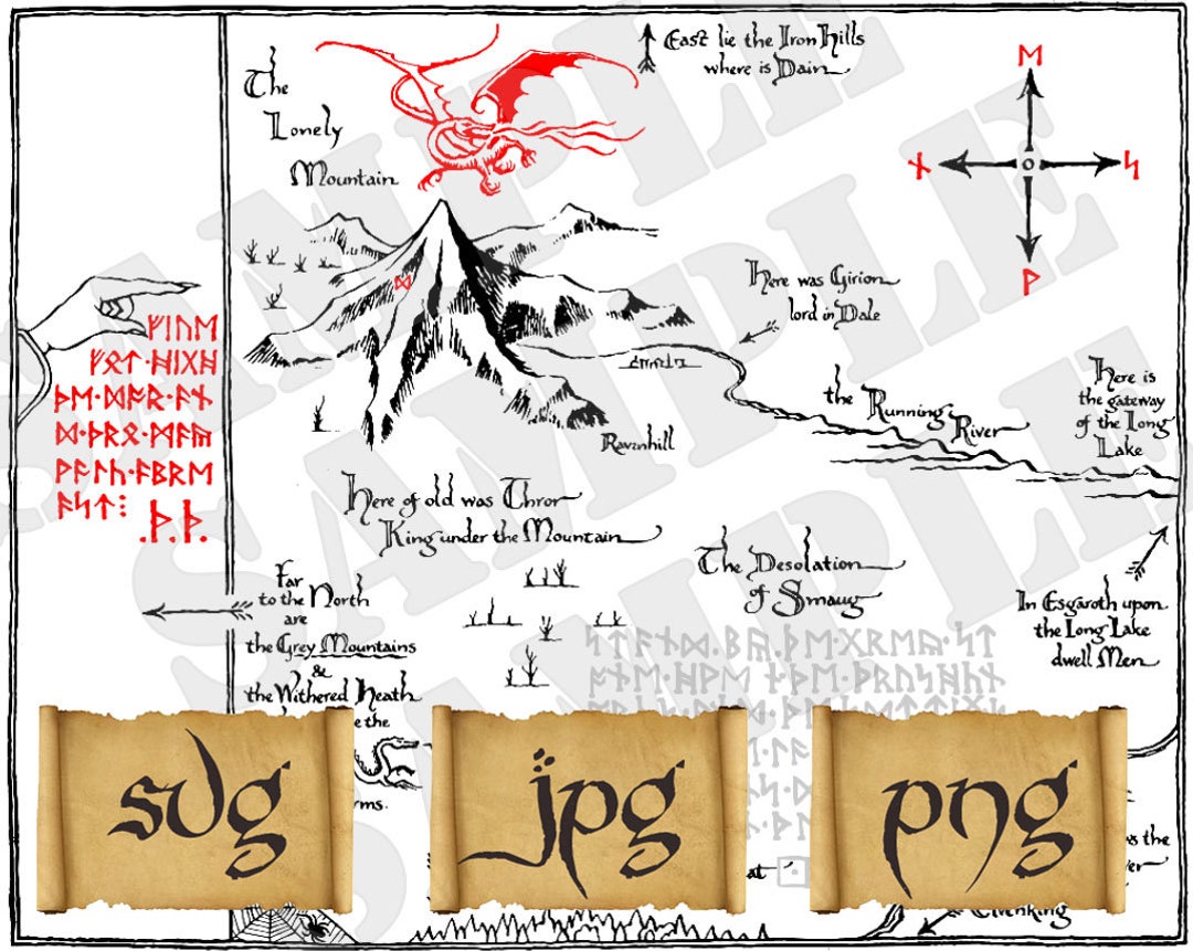 Digital Map of Thorin the Hobbit the Lonely Mountain Illustration in ...