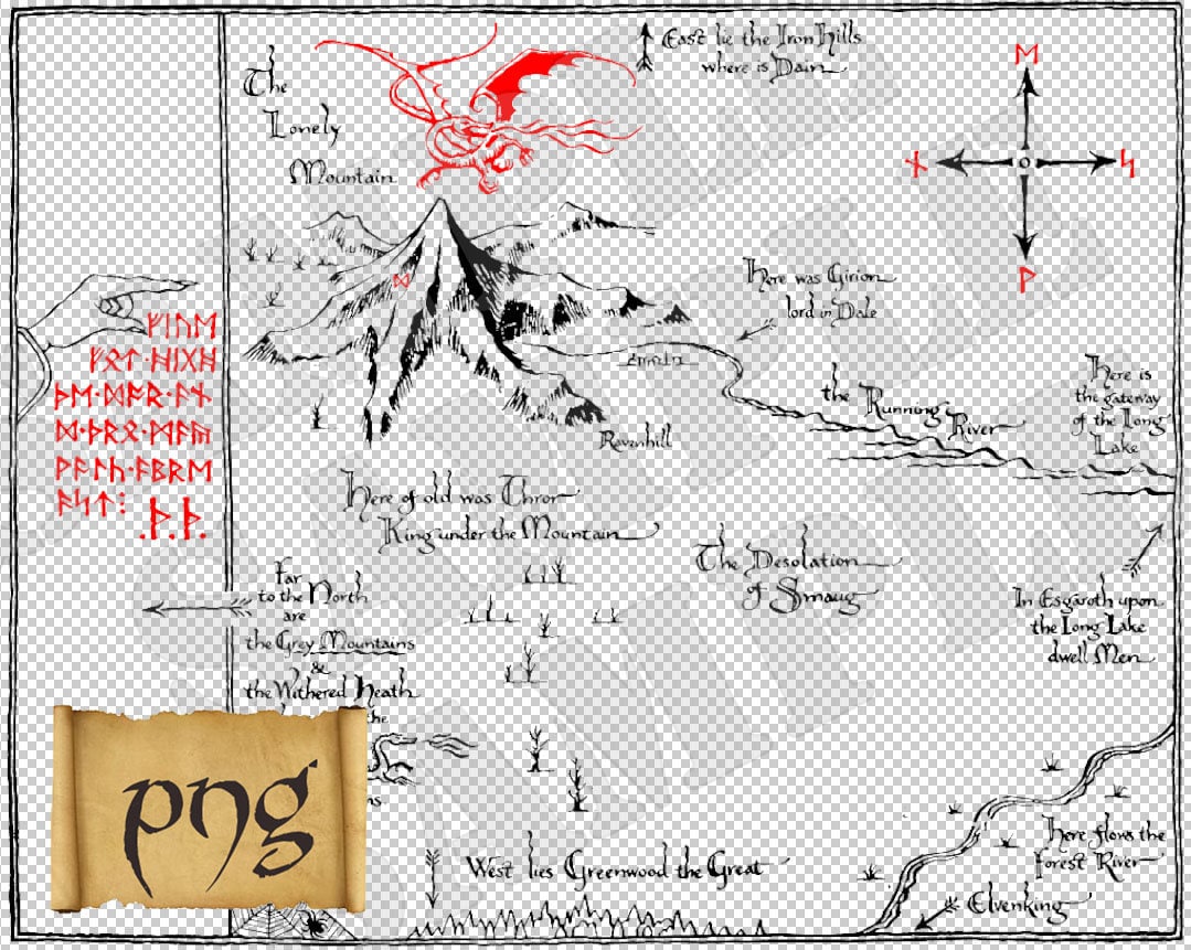 Digital Map of Thorin the Hobbit the Lonely Mountain Illustration in ...