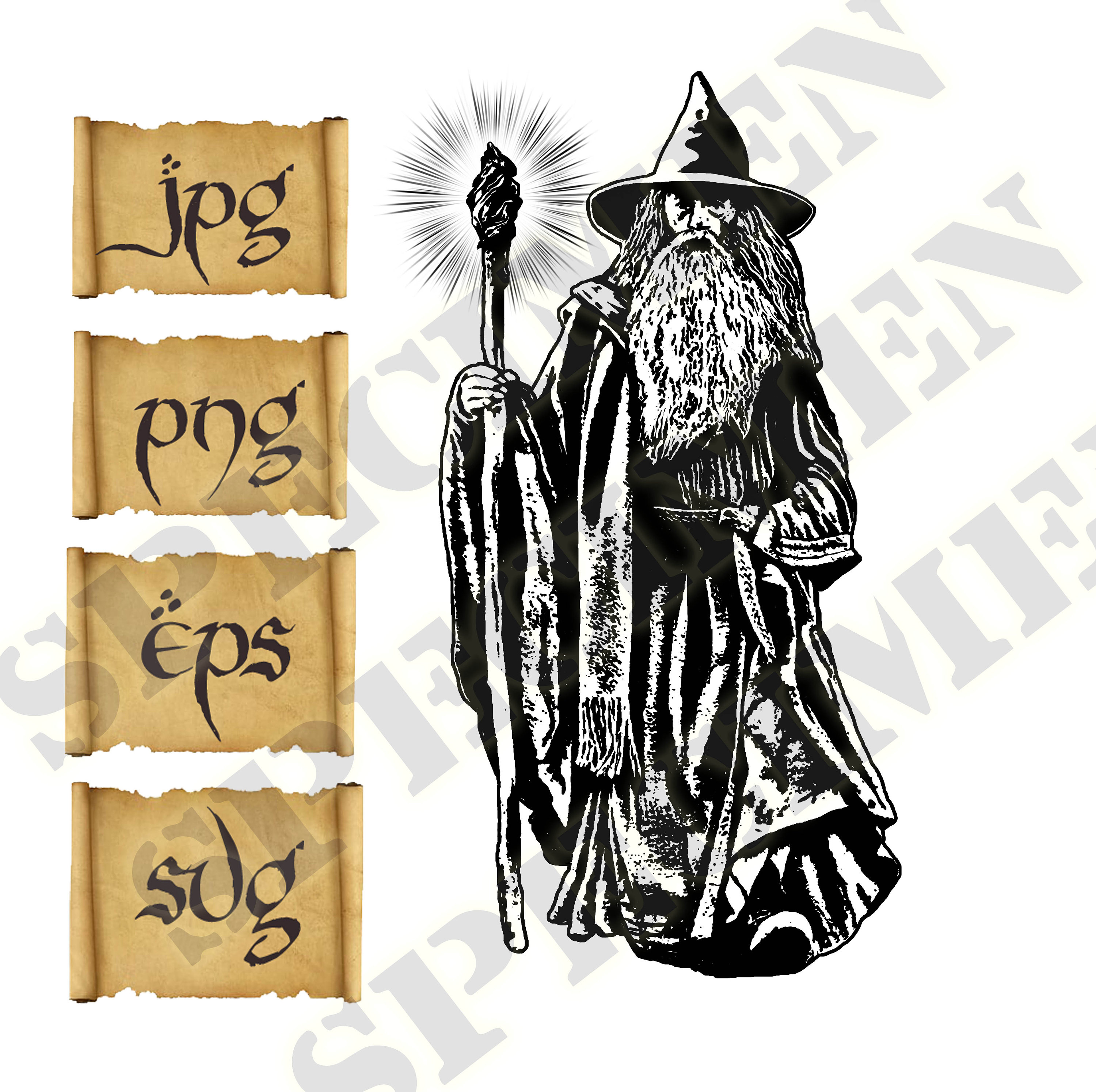 Gandalf PNG EPS SVG Set of 4 Illustrations of the Magician Created by ...