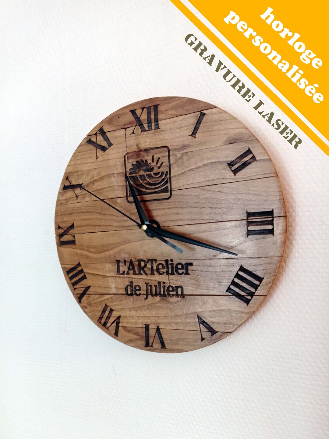 Personalized Wooden Clock, Indoor Wooden Clock, Engraving of Your ...
