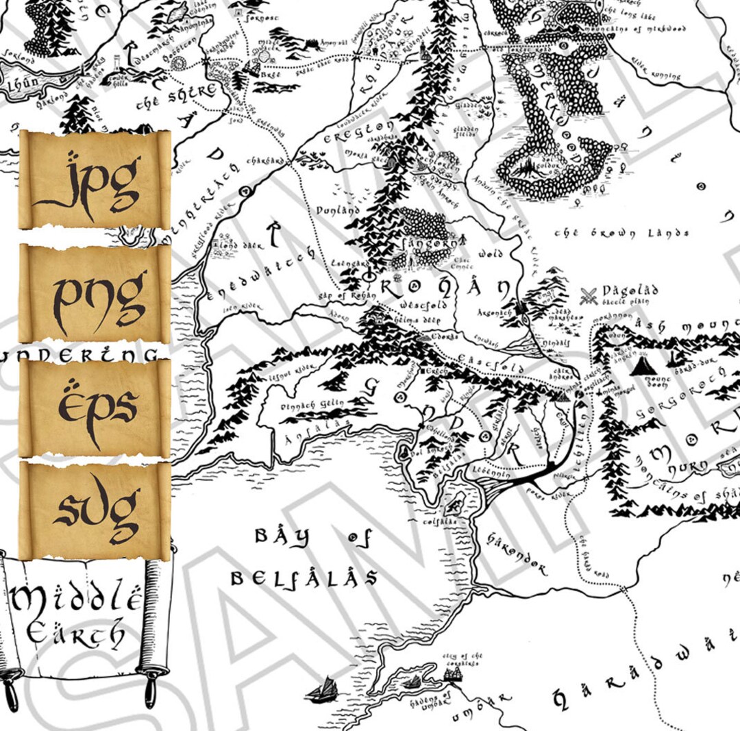 Middle Earth Svg Map Lord of the Ring Map in HQ 1 Svg - Etsy Hong Kong