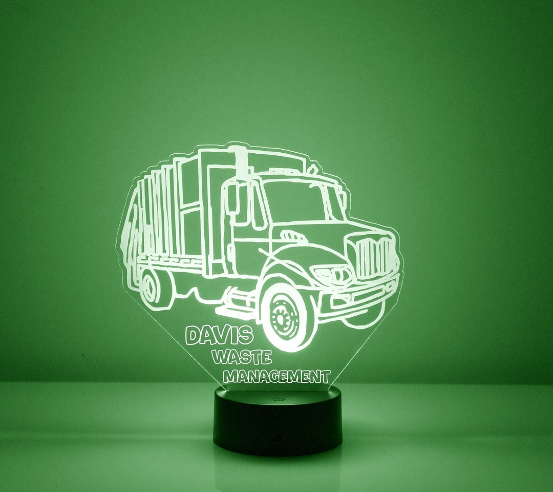 Garbage Truck Light Up, Personalized Gift, 16 Color LED Night Light ...