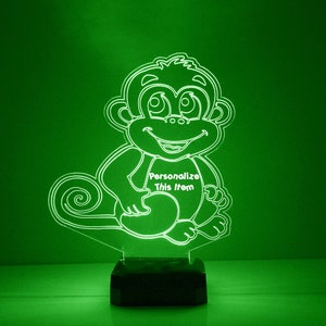 Baby Monkey Light Up, Personalized Kid's Gift, 16 Color LED Night Light ...