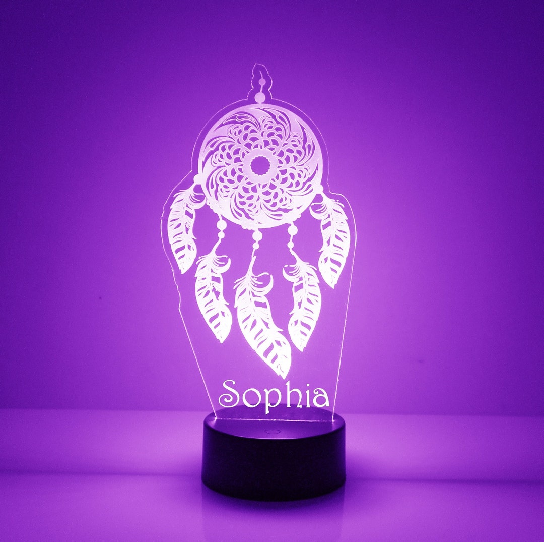 Dream Catcher Light Up, Personalized Gift, 16 Color LED Kid's Room ...
