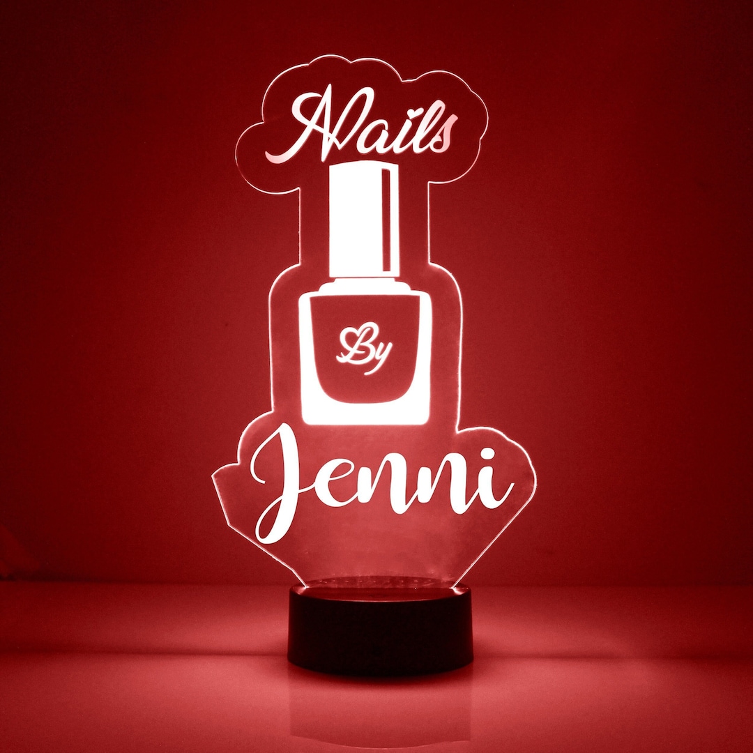 Light up Nail Salon Sign, Personalized Gift, 16 Color LED Night Light ...