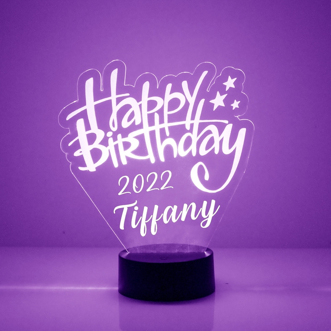Light up Happy Birthday Sign, Personalized Gift, 16 Color LED Lamp ...