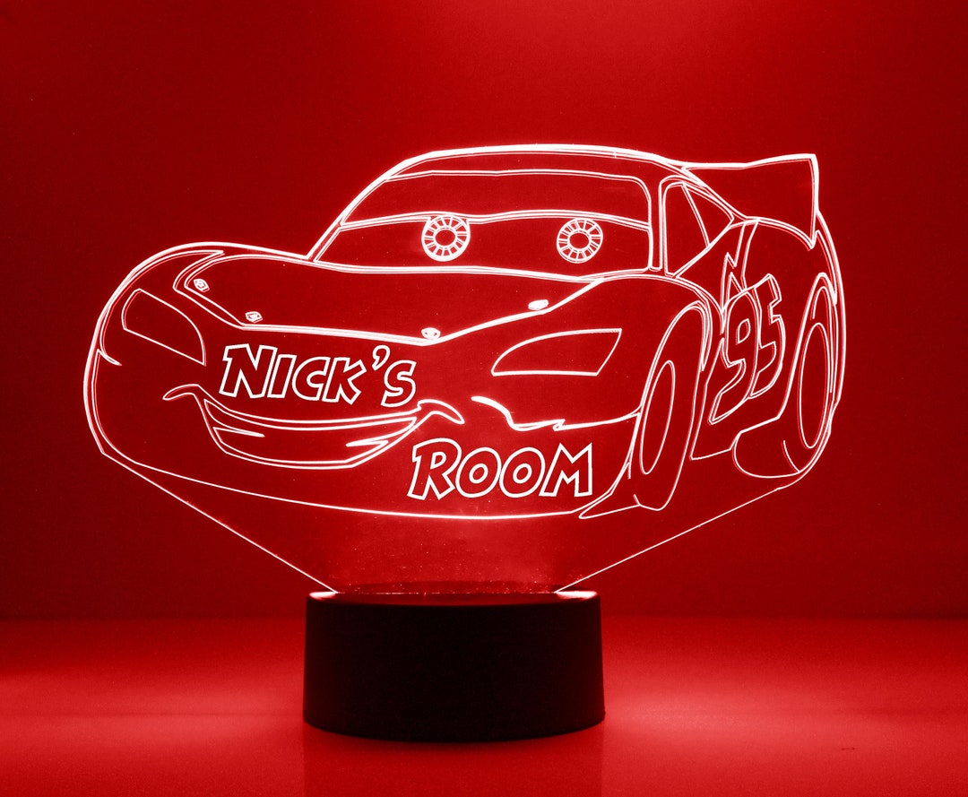 Handmade Lightning Mcqueen, Personalized Cars Gift, 16 Color LED Night ...