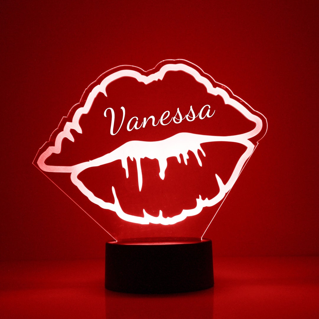 Kiss Emoji, Lips Light Up, Personalized Gift, 16 Color LED Night Light ...
