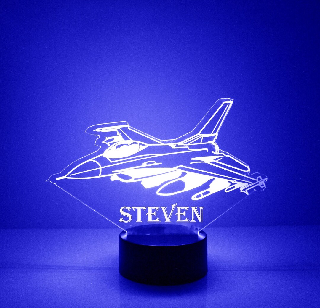 Fighter Jet Light Up, Personalized Gift, 16 Color LED Night Light Lamp ...