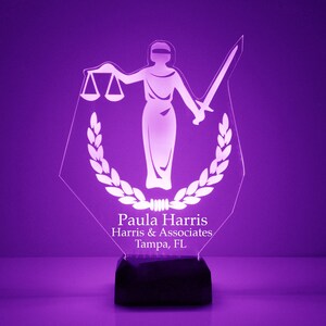 Lady Justice Light up Sign, Personalized Gift, 16 Color LED Desk Lamp ...