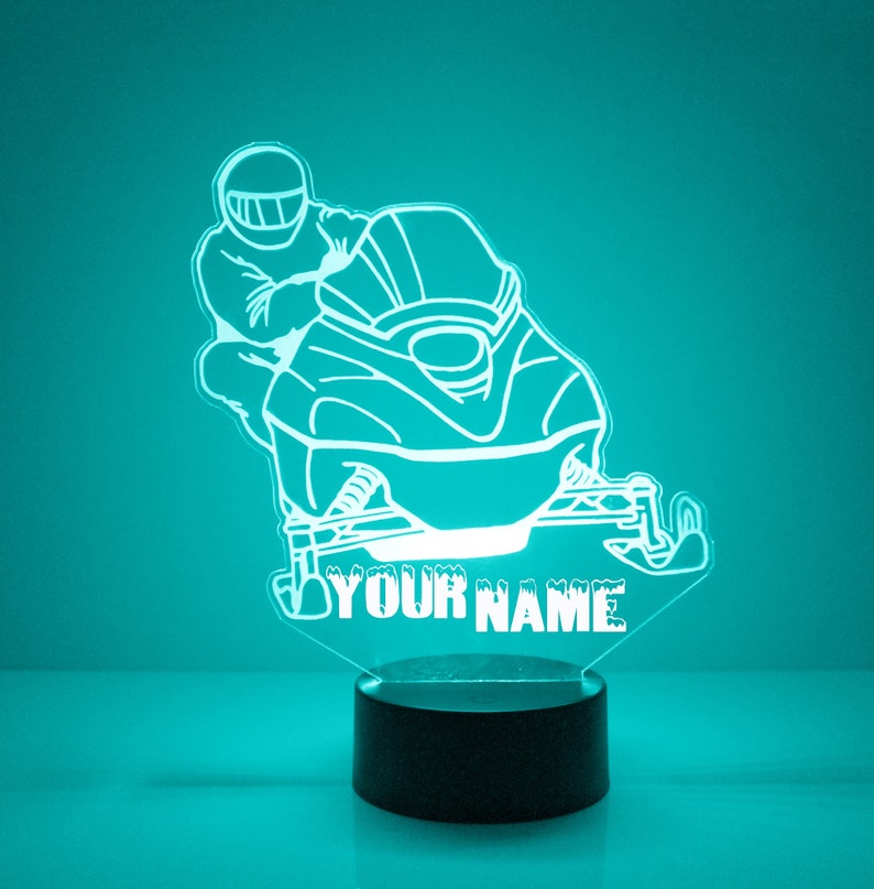 Snowmobile Light up Art Personalized Gift 16 Color LED - Etsy