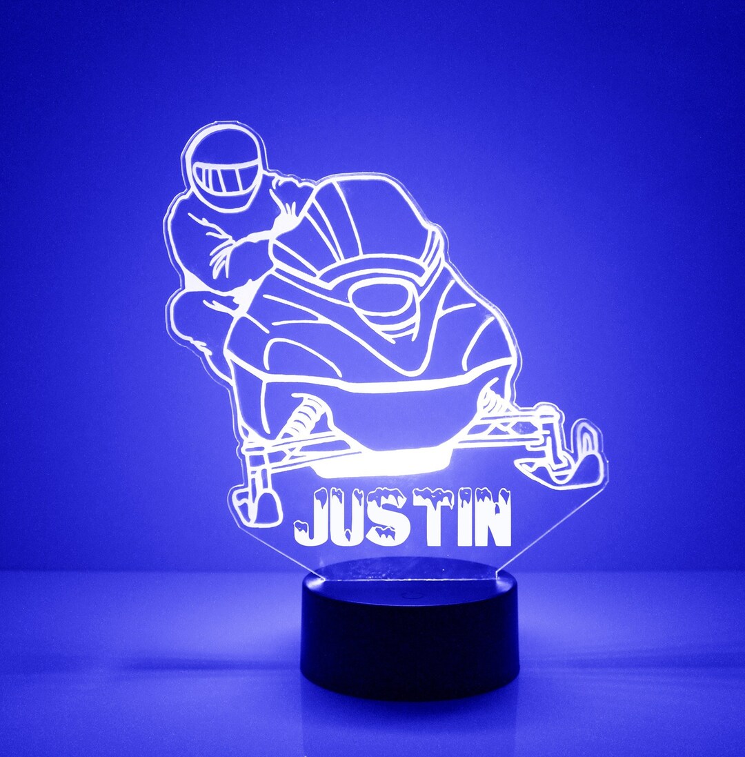 Snowmobile Light up Art, Personalized Gift, 16 Color LED Kid's Room ...