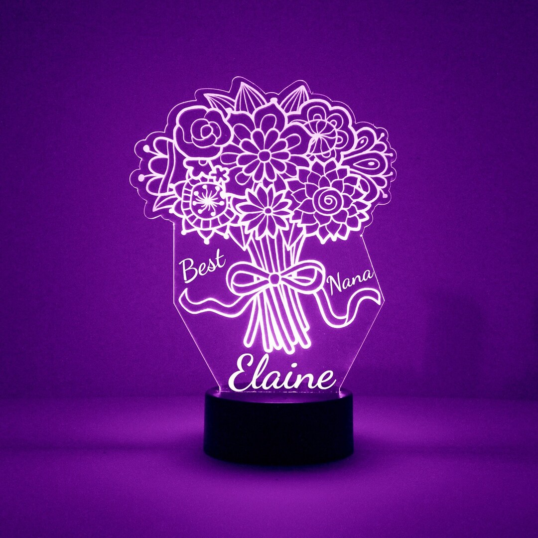 Light up Flower Bouquet , Personalized Gift, 16 Color LED Night Light Lamp, FREE Engraving ...