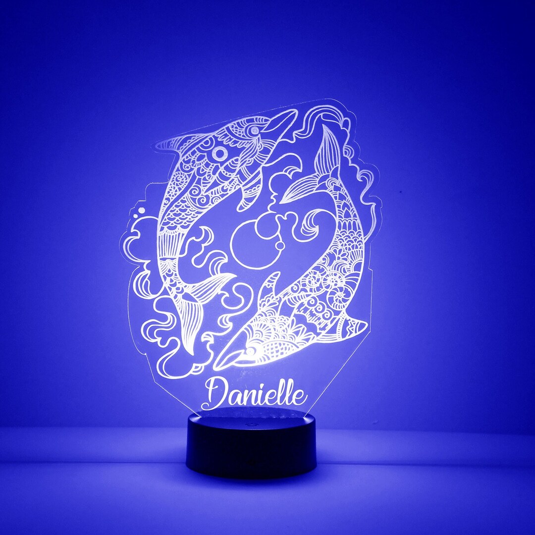 Tribal Dolphin Light Up, Personalized Kid's Gift, 16 Color LED Night ...