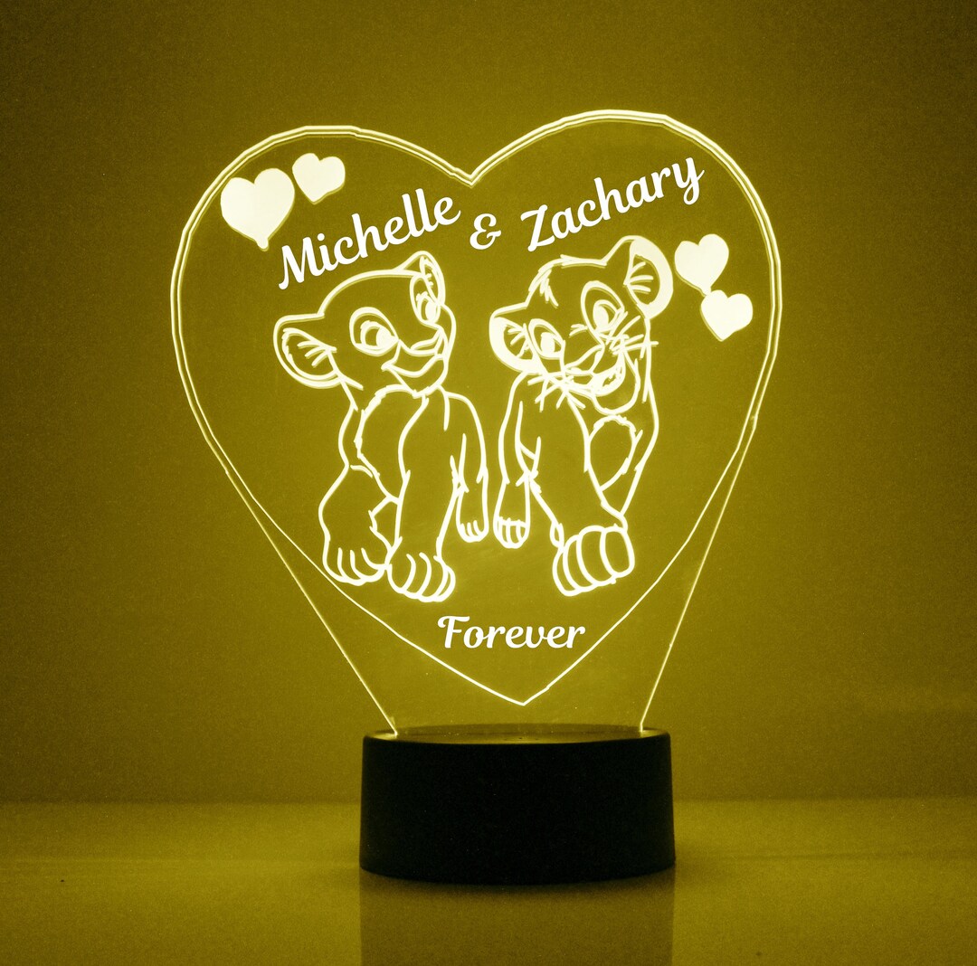 Handmade Simba & Nala Light up Art, Personalized Gift, 16 Color LED Kid ...
