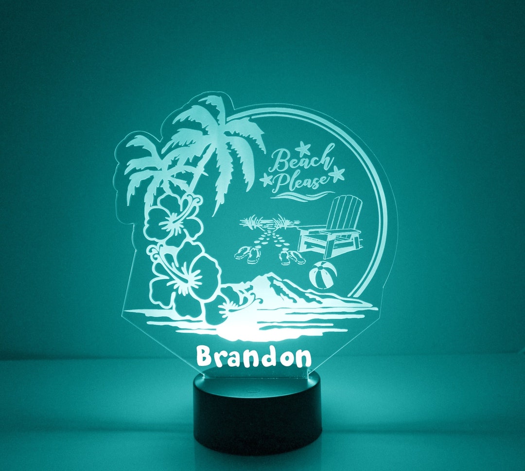 Beach Scene Light Up, Personalized Gift, 16 Color LED Night Light Lamp ...