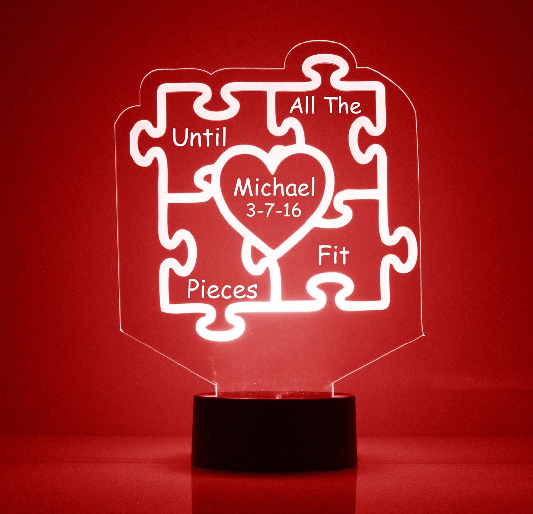 Autism Puzzle Light up Gift, Personalized Gift, 16 Color LED Kid's Room ...