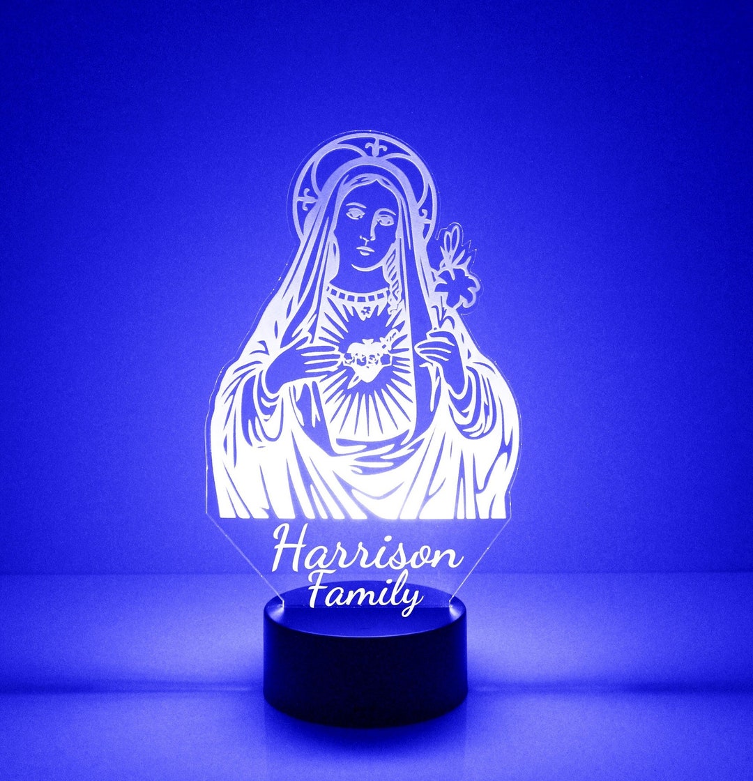 Light up Virgin Mary, Personalized Gift, 16 Color LED Night Light Lamp ...