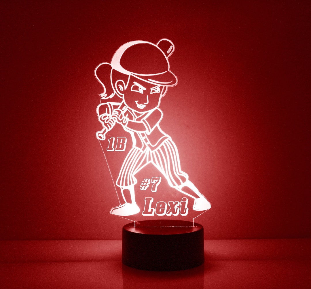 Softball Player Light Up, Personalized Gift, 16 Color LED Night Light ...