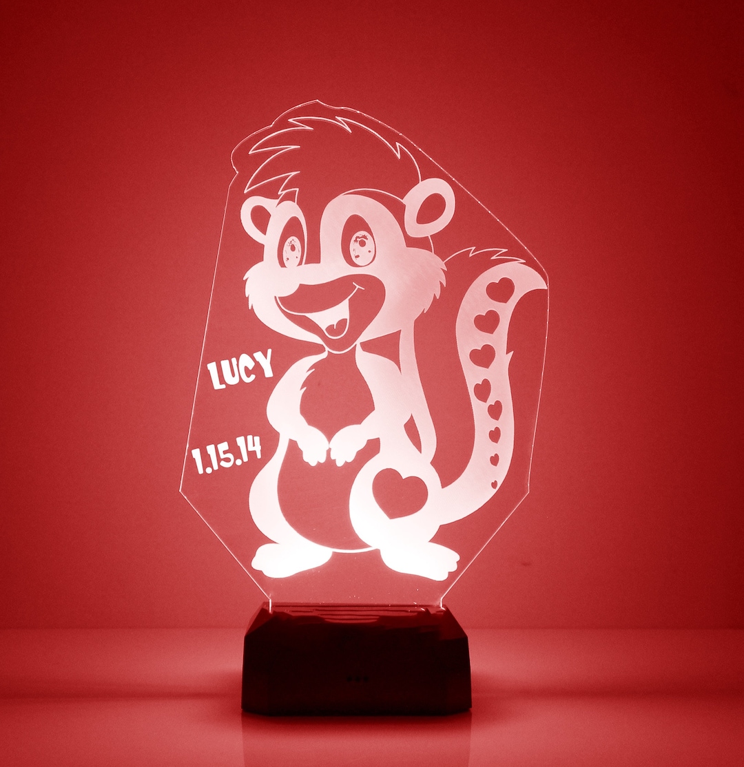 Cute Skunk Light Up, Personalized Kid's Gift, 16 Color LED Night Light ...