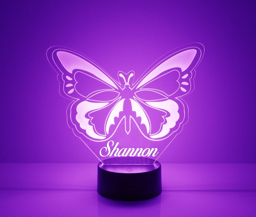 Butterfly Light Up, Personalized Kid's Gift, 16 Color LED Night Light ...