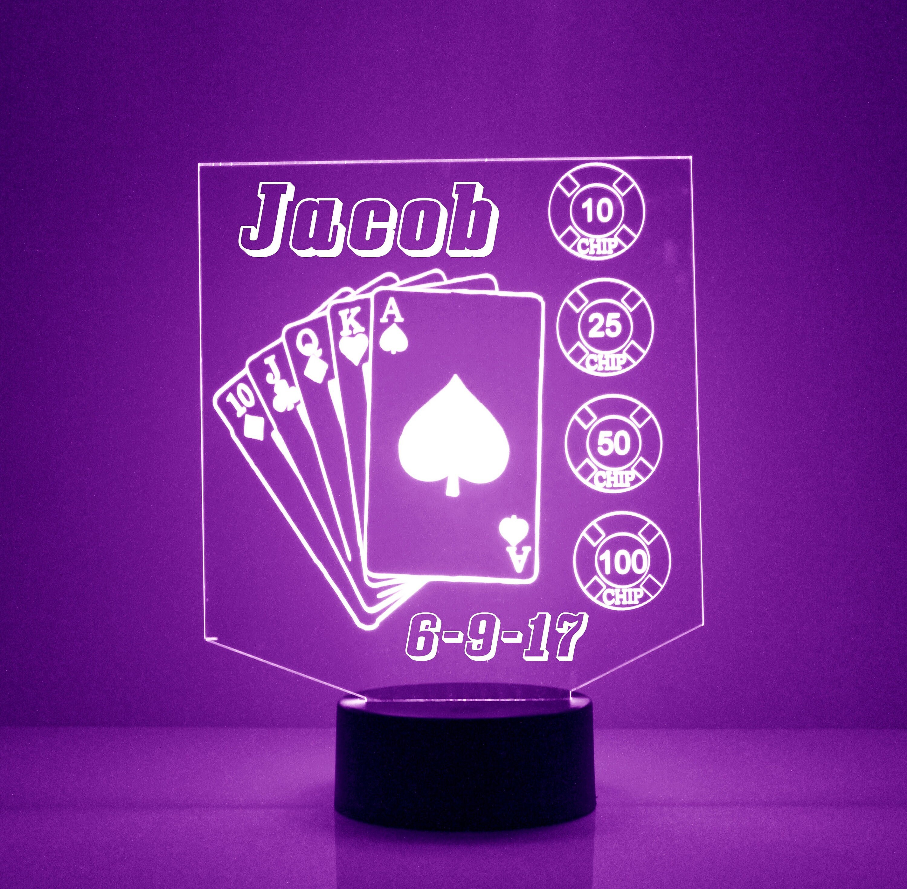 Poker Chips & Cards Light up Sign Personalized Gift 16 Color - Etsy