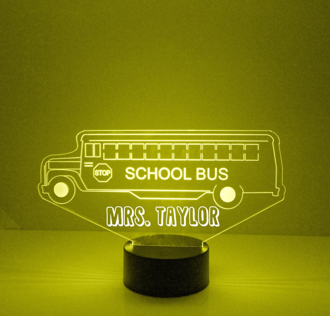 School Bus Light Up, Personalized Gift, 16 Color LED Night Light Lamp ...