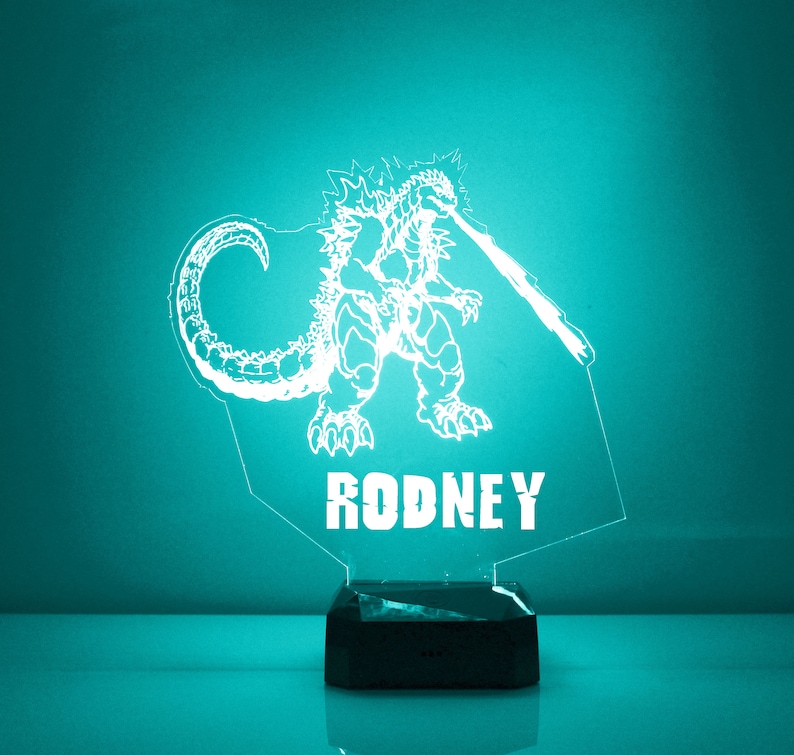 Handmade Godzilla Light Up, Personalized Gift, 16 Color LED Night Light ...