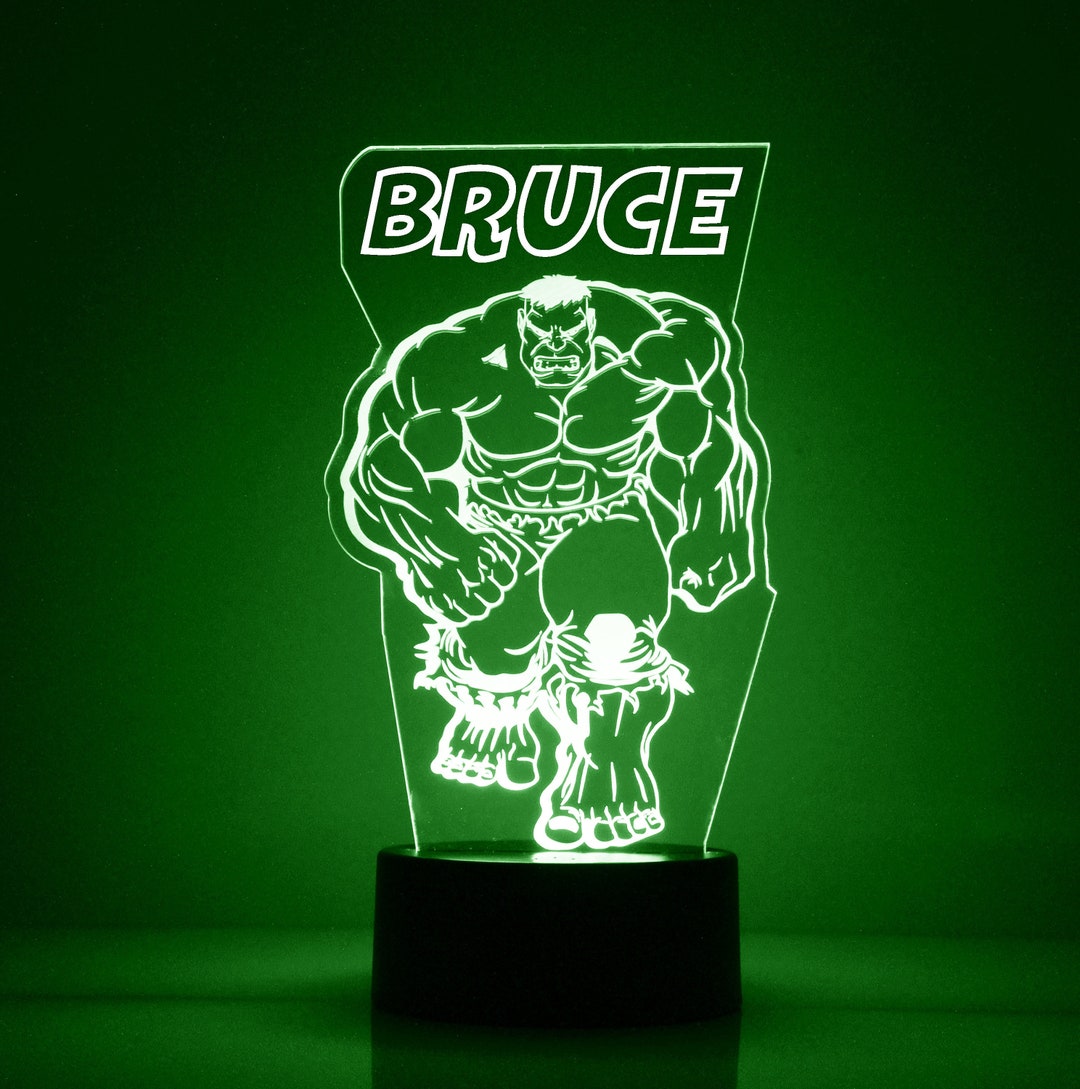Handmade Hulk Light up Art, Personalized Gift, 16 Color LED Kid's Room ...