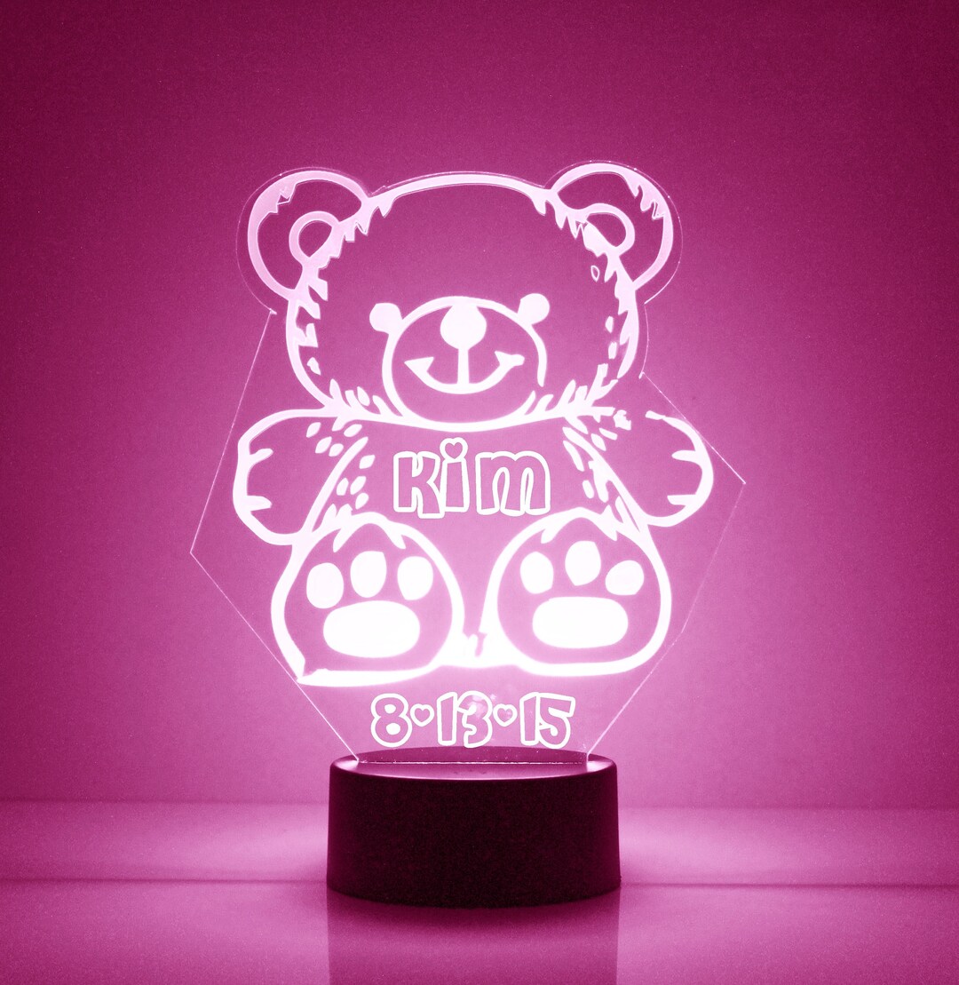 Teddy Bear Light Up, Personalized Kid's Gift, 16 Color LED Night Light ...