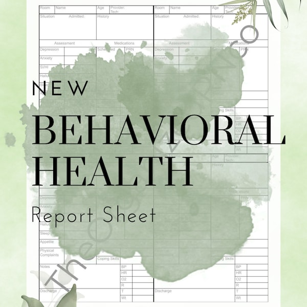 Behavioral Health Nurse Report Sheet - Etsy