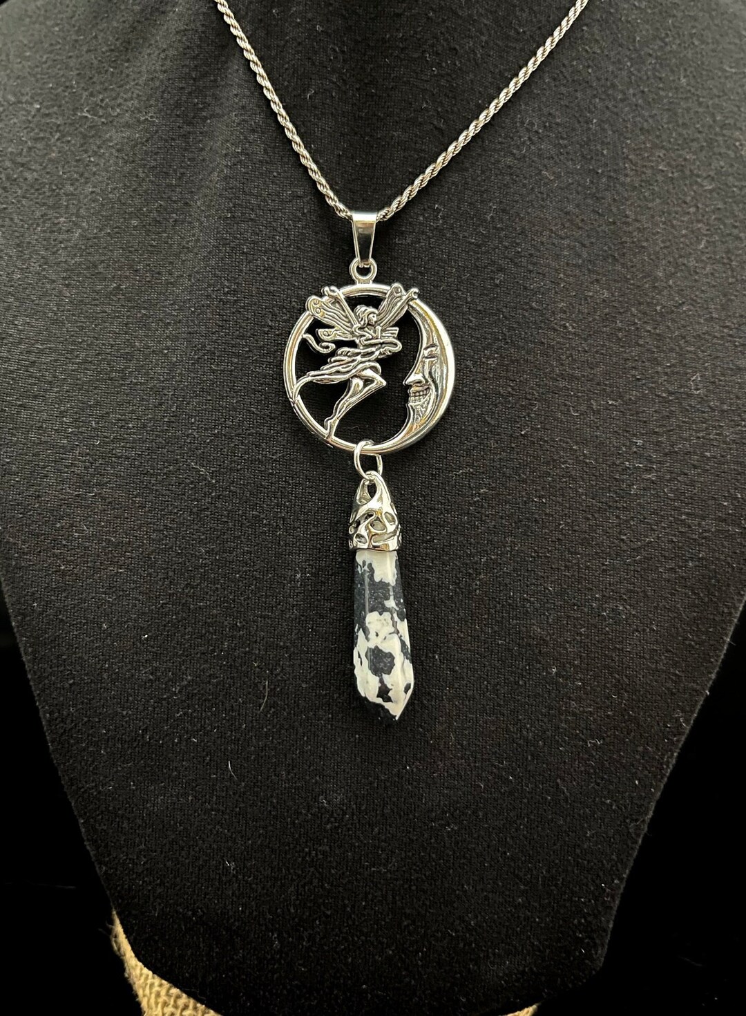 Zebra Stone Fairy Pendant - Etsy