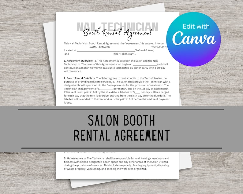 Salon Booth Rental Agreement Nail Tech Space Lease Hair Stylist ...