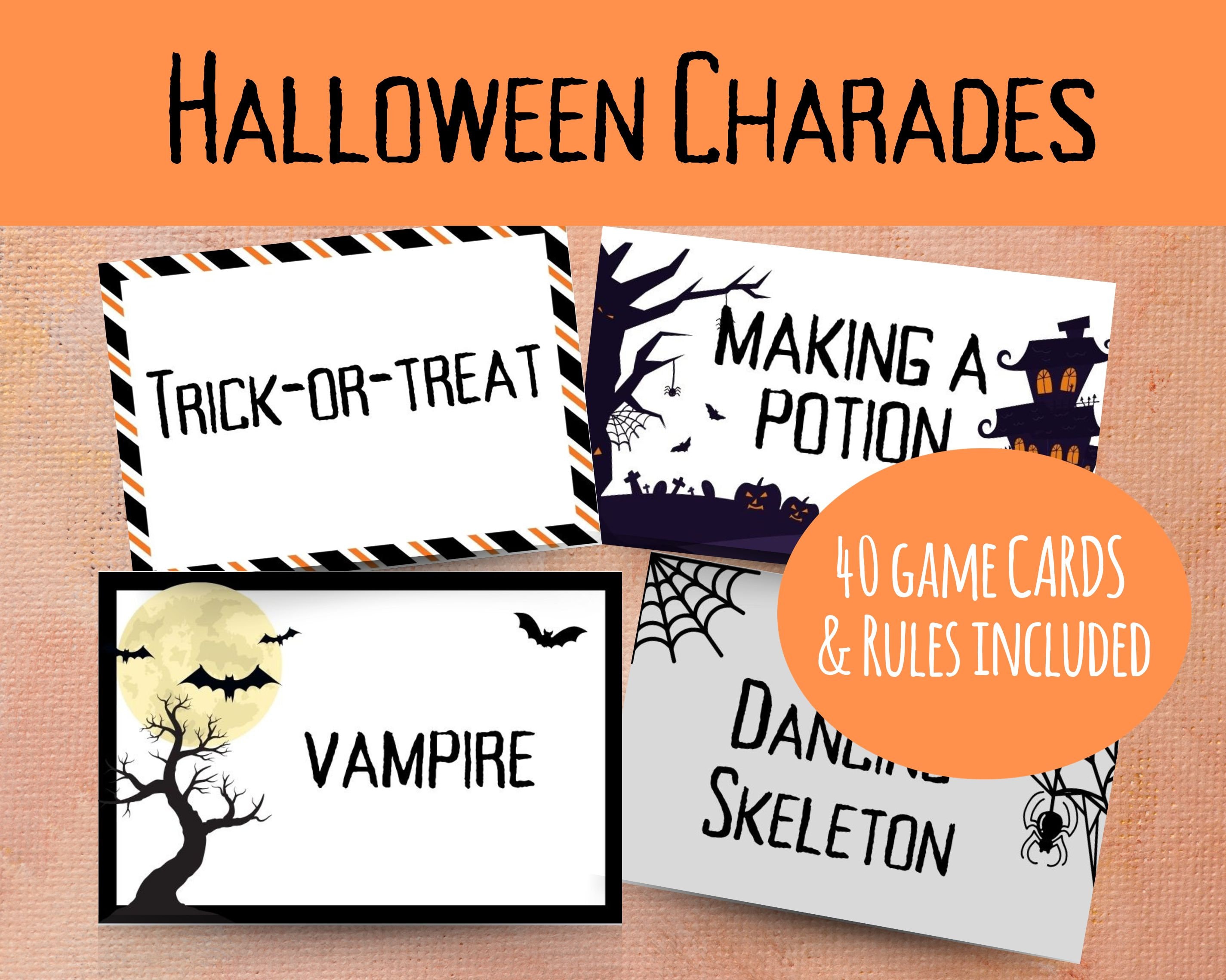 Printable Halloween Charades Game for Kids and Adults Download and ...