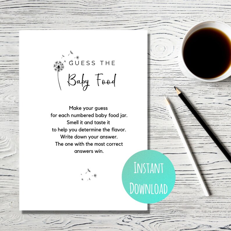 Minimalist Dandelion Baby Shower Games Bundle: Printable Digital ...