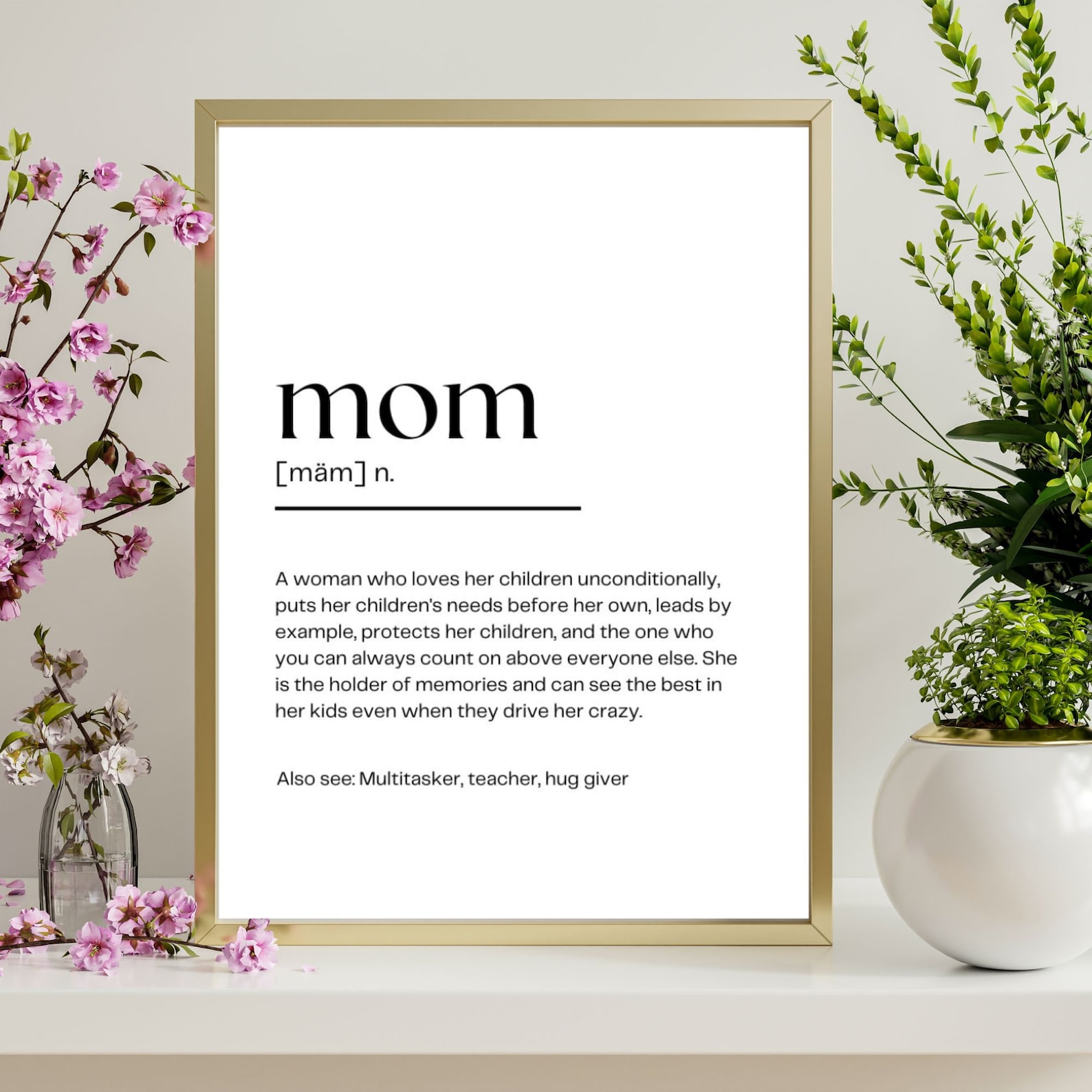 MOM Definition Poster Printable Gift for Mother's Day Gift Idea for A ...
