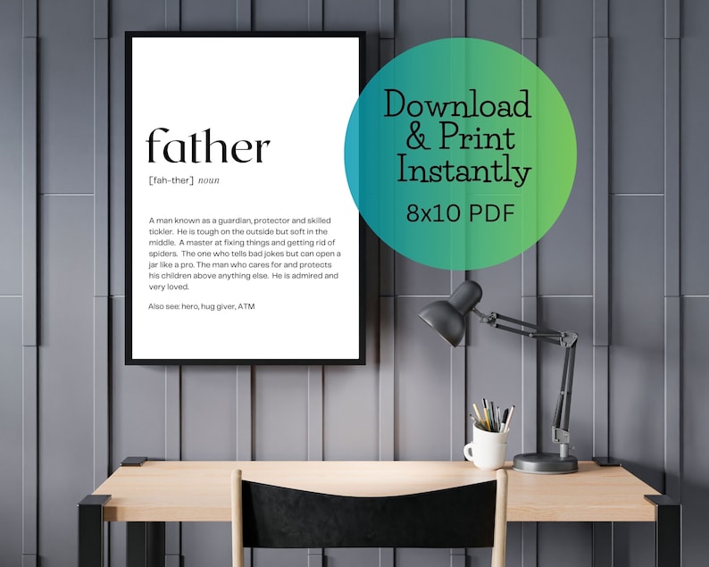 Father Definition Poster Printable Gift for Father's Day Last Minute ...
