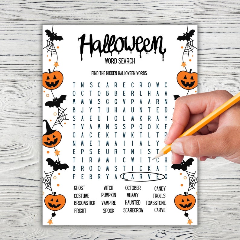 Printable Halloween Word Search Game for Kids and Adults Download and ...