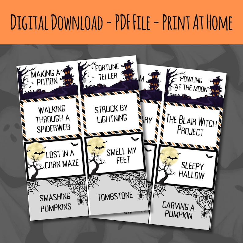 Printable Halloween Charades Game for Kids and Adults 40 Word Cues - Etsy