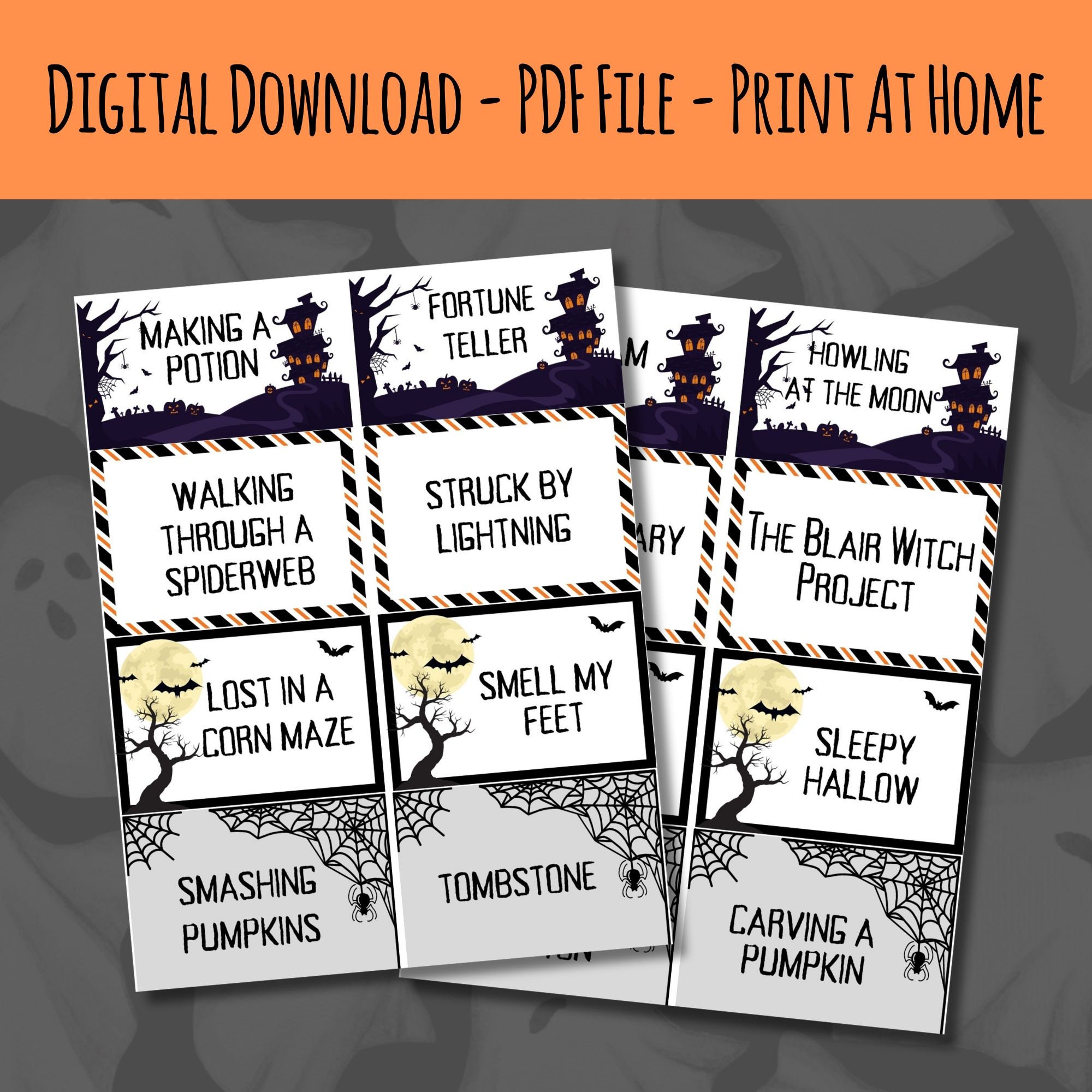 Printable Halloween Charades Game for Kids and Adults 40 Word Cues - Etsy