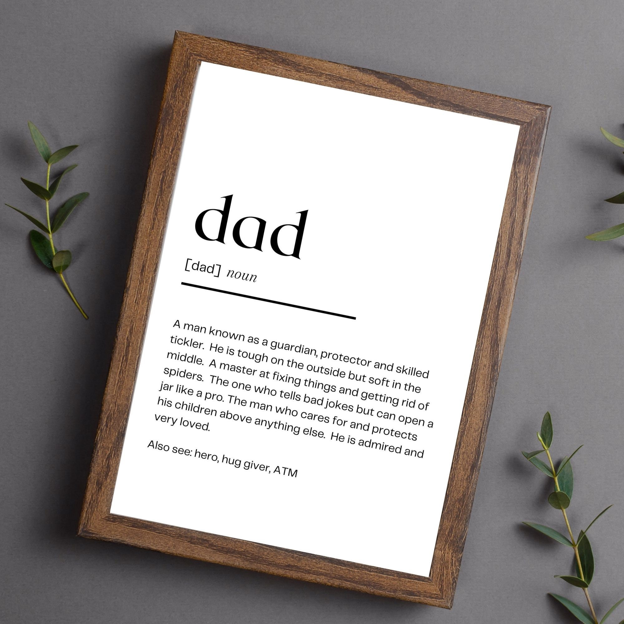 Dad Definition Poster Printable Gift for Father's Day Gift Idea for A ...