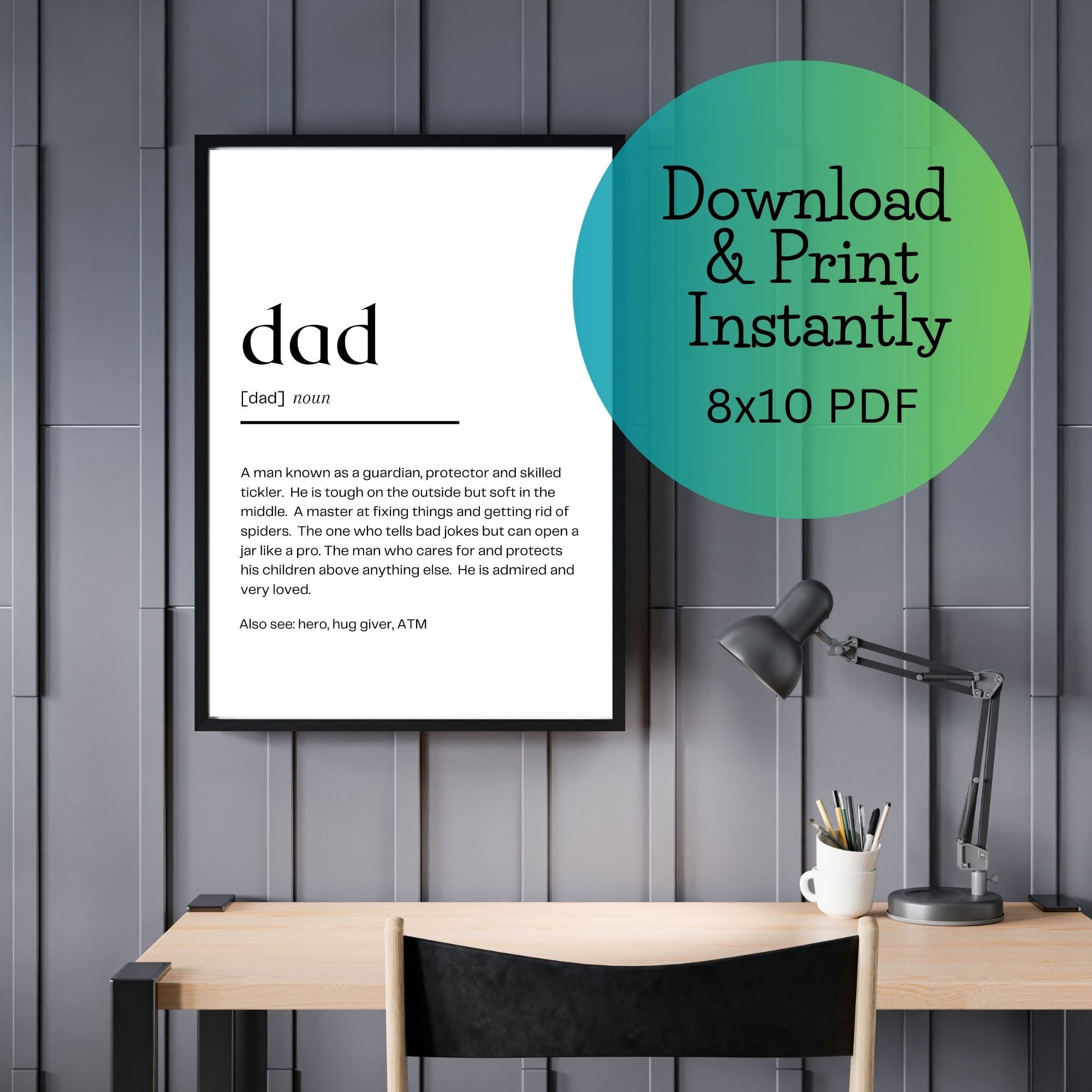 Dad Definition Poster Printable Gift for Father's Day Gift Idea for A ...