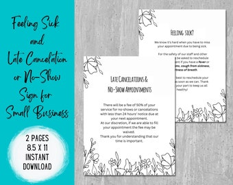 Small Business Client Notice for Appointment No Show and Sick Policy ...