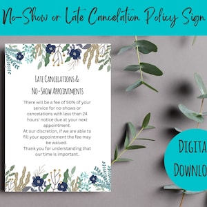 Minimalist Late Cancelation Notice Attractive No-show Policy Digital ...