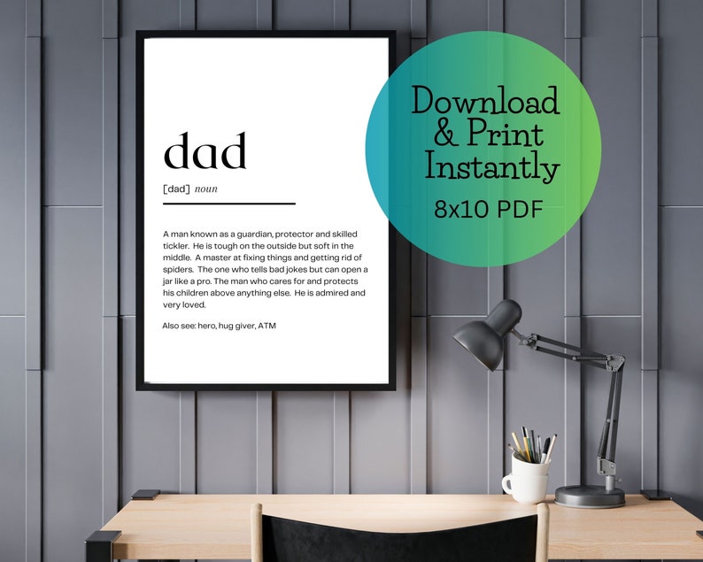 Dad Definition Poster Printable Gift for Father's Day Gift Idea for A ...