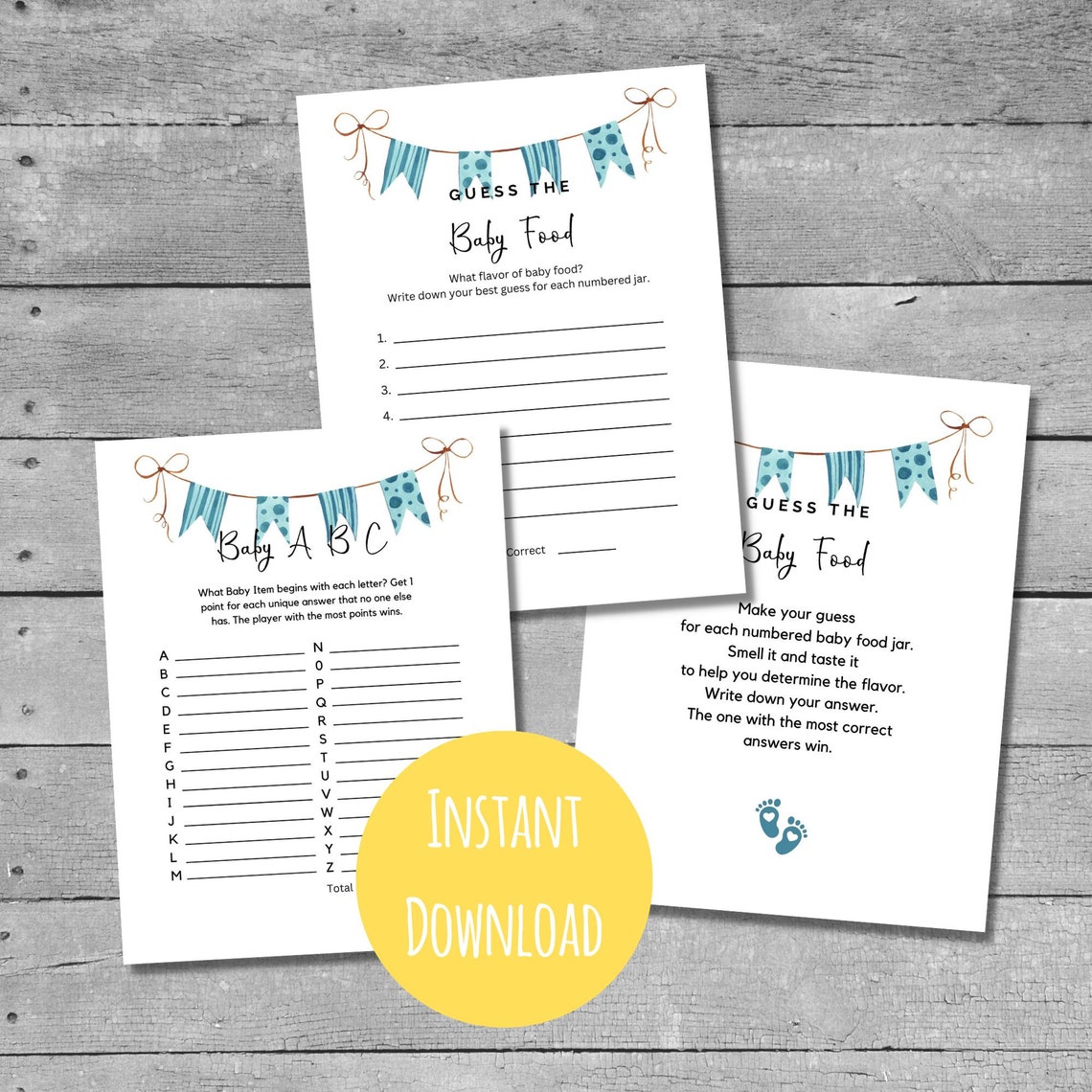 Printable Baby Shower Game Bundle Download and Print Baby Shower Games ...